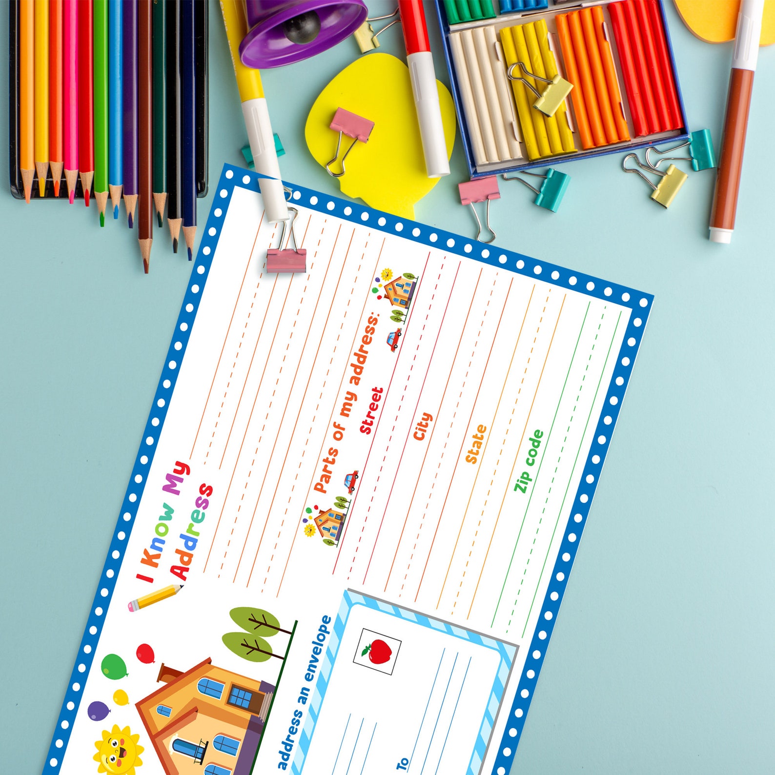 I Know My Address Kids Printable Life Skills Letter Address Worksheet ...