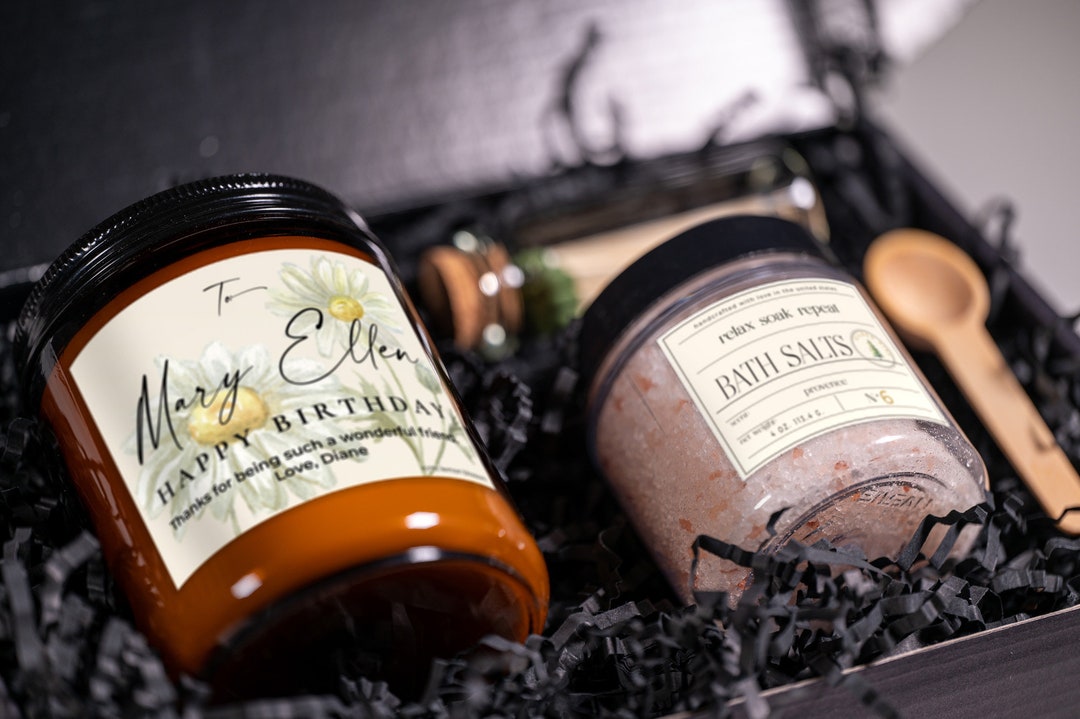 Personalized Birthday Candle Birthday Gift Box for Her Birth Flower ...