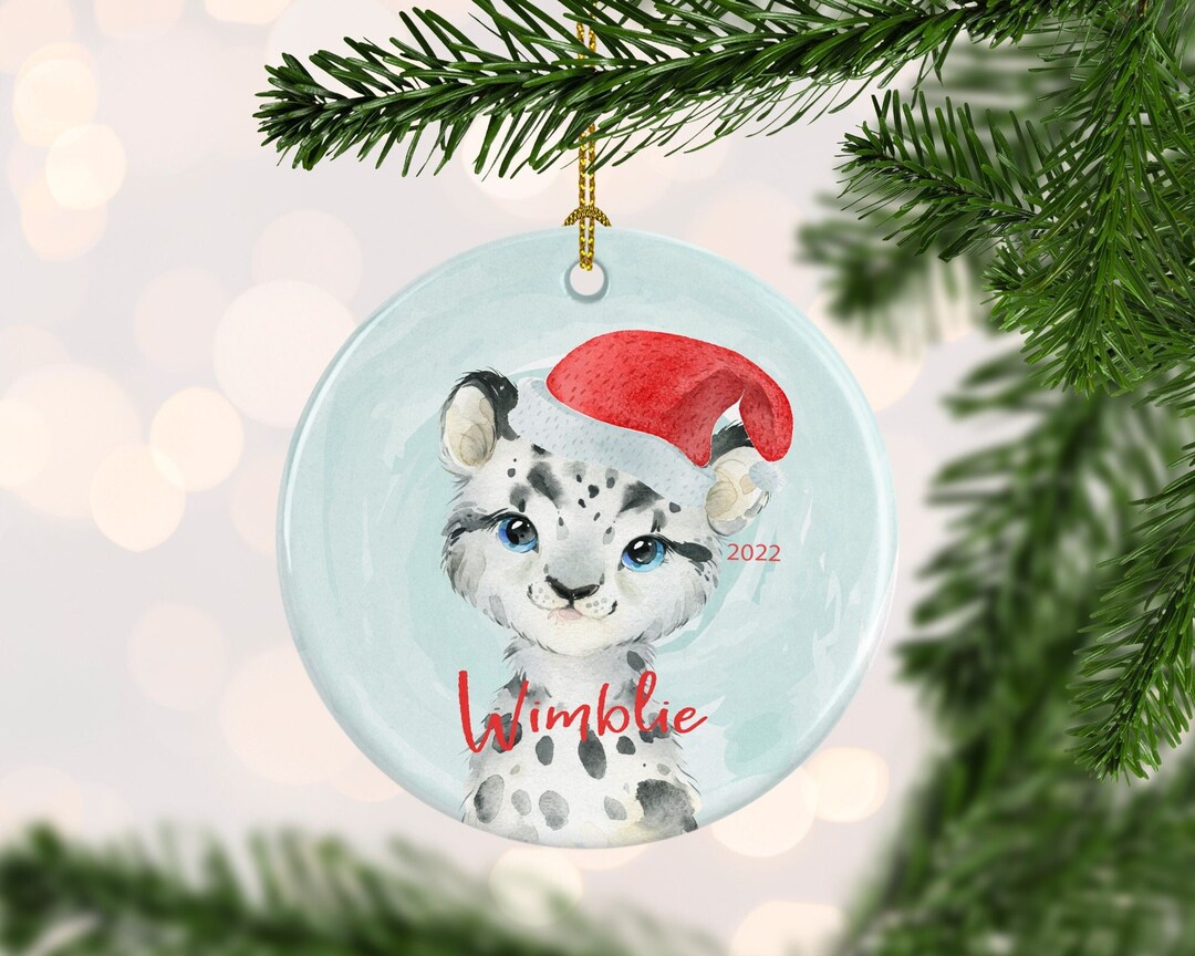 Snow Leopard Ornament Personalized Christmas Tree Decor 2024 Santa ...