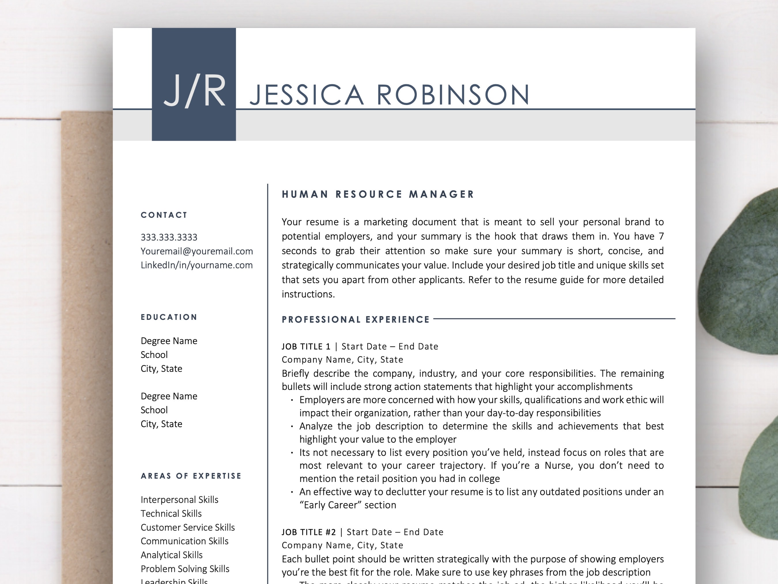 Modern Executive Resume Template 2022 1 & 2 Page Resume - Etsy