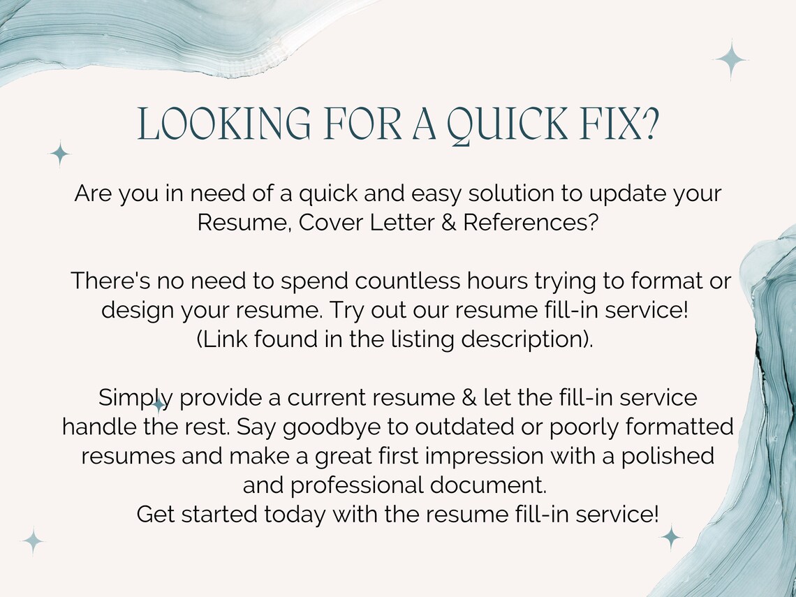 Resume Template Fill-in Service, Resume Edit Service, Template Fill In ...