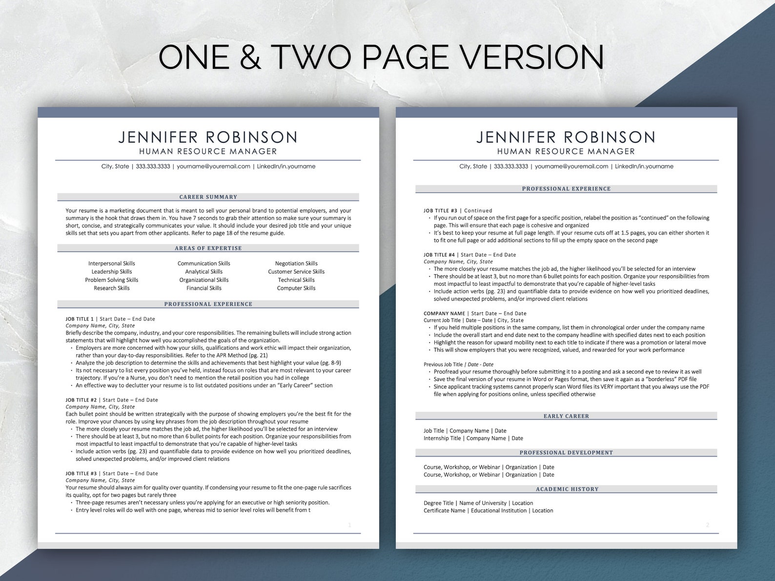 ATS Friendly Resume Template for Google Docs, Professional Executive ...