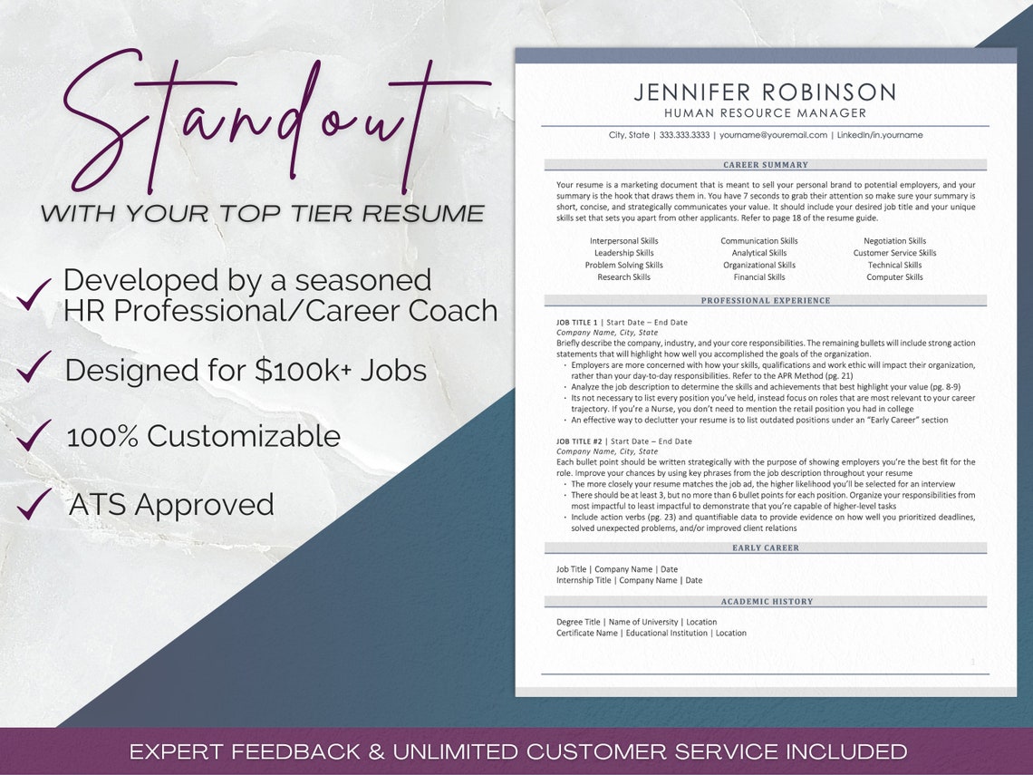 ATS Friendly Resume Template for Google Docs, Professional Executive ...