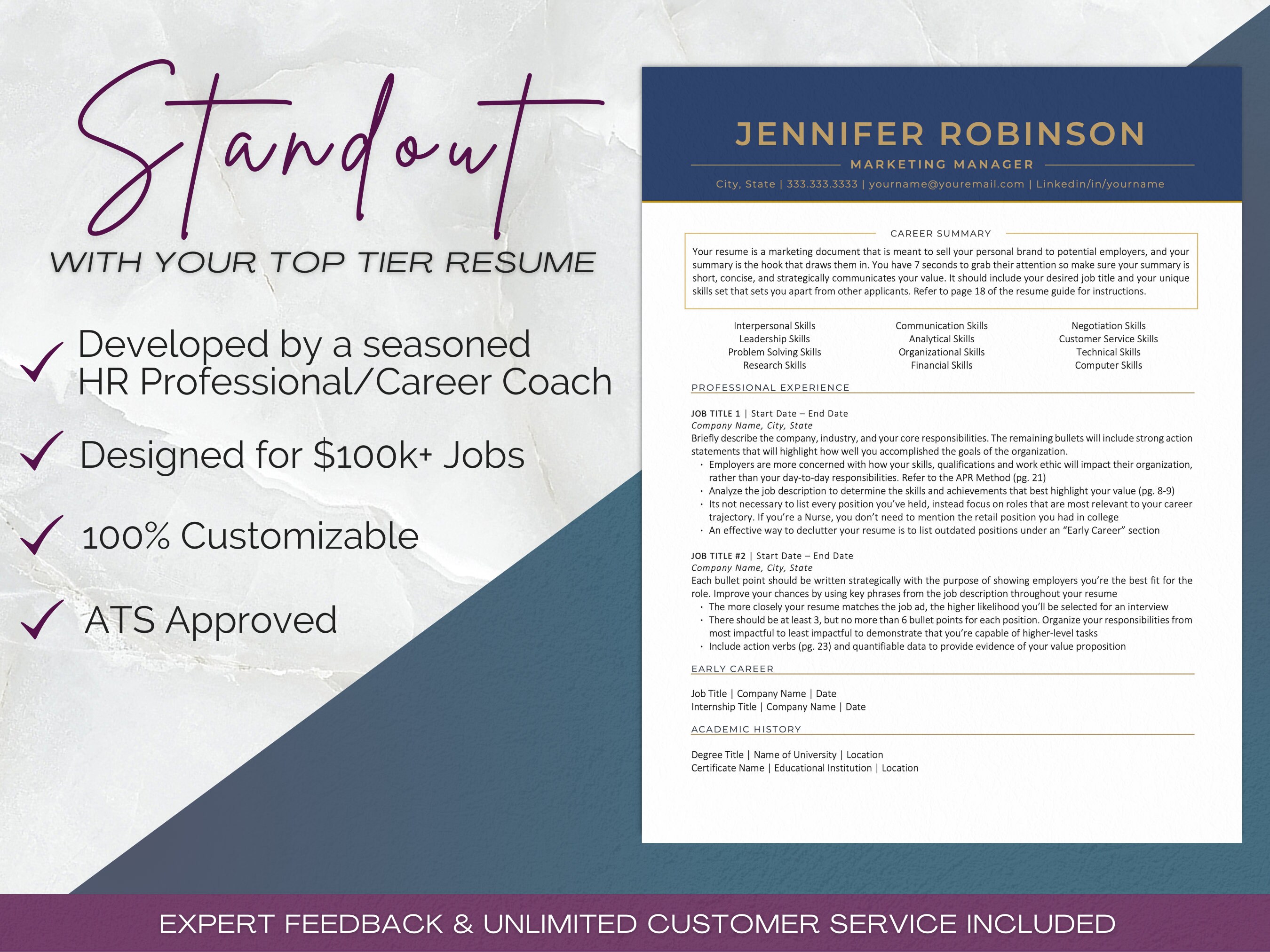 ATS Friendly Resume Template Google Docs, Modern Resume 2023, Resume ...