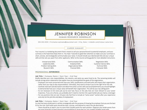 Creative Modern Resume Template for Word 1 & 2 Page Resume - Etsy