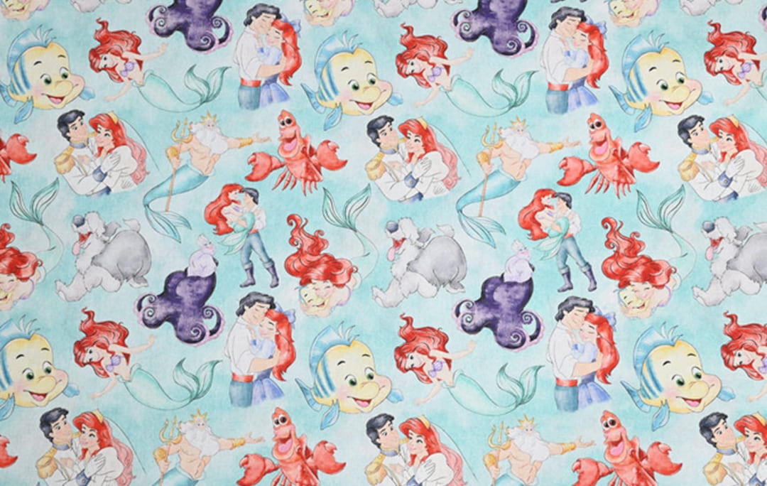 Ariel the Little Mermaid Fabric Disney Princess Fabric 100% Cotton ...