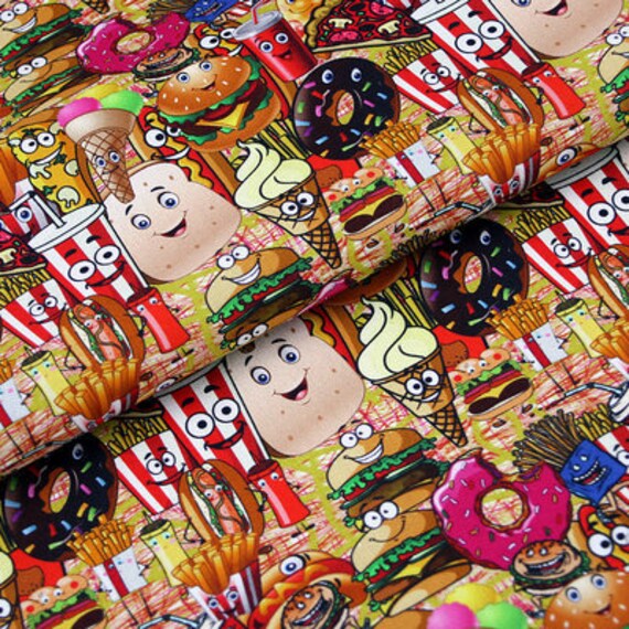 Fast Food Fabric Pizza Ice Cream Donut Burger French Fries Hot - Etsy