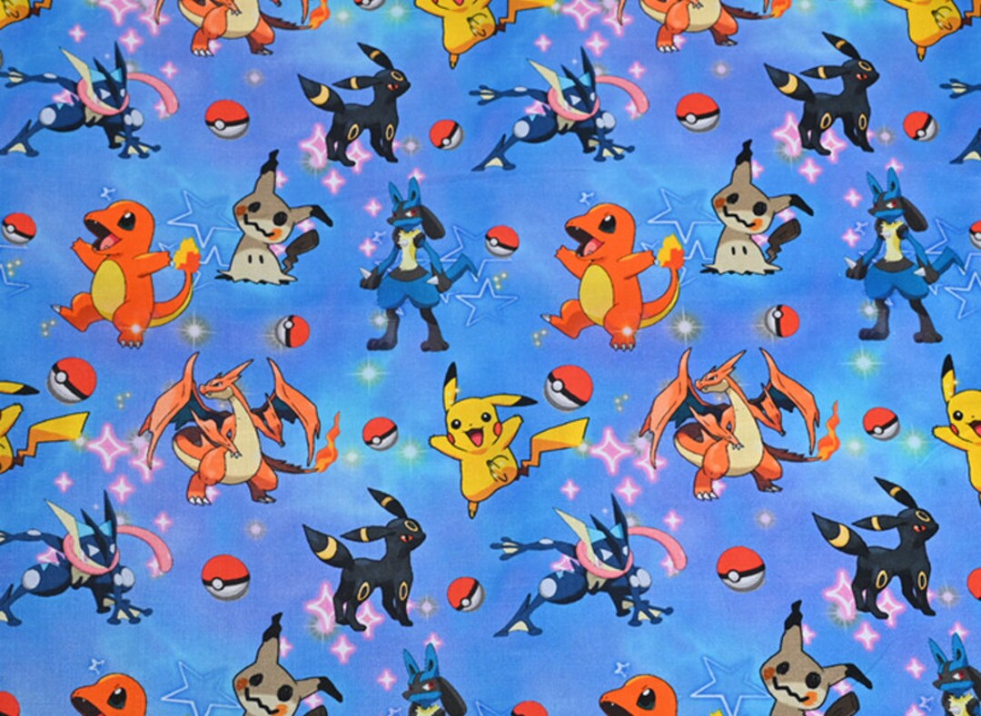 Pokemon Fabric Pikachu Fabric Pocket Monster Fabric 100% Cotton Cartoon ...