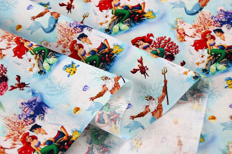 Ariel the Little Mermaid Fabric Disney Princess Fabric 100% - Etsy
