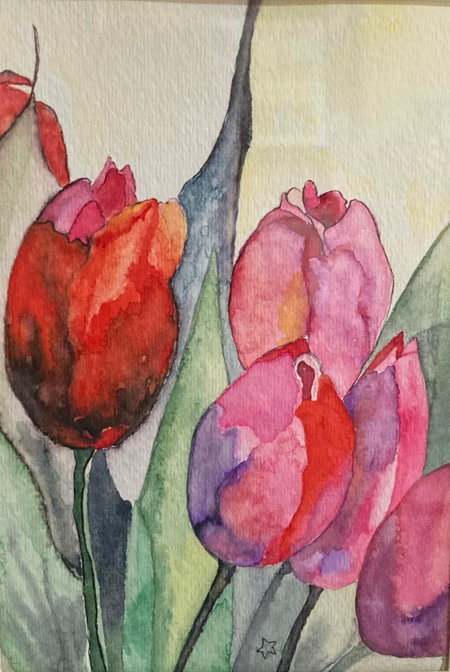 Tulips Beaded Pop Art Contemporary Art Watercolor Tulips Tapestry E ...