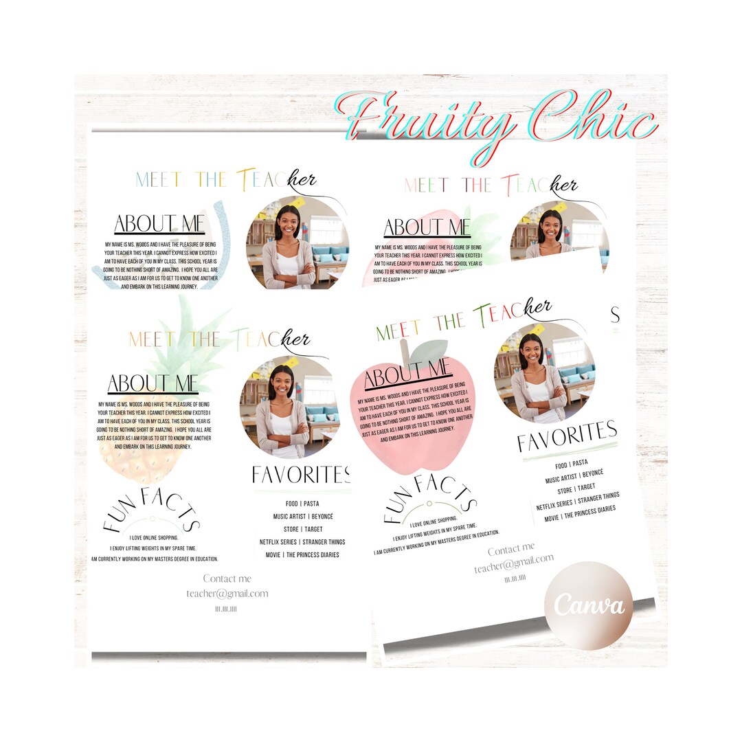 Fruity Chic Meet the Teacher Template - Etsy Australia
