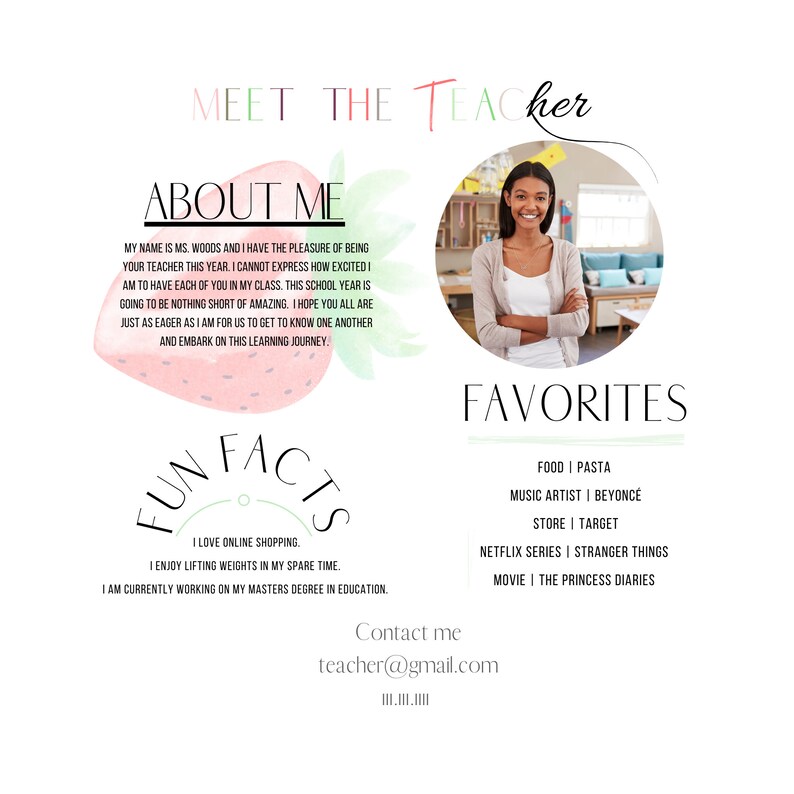 Fruity Chic Meet the Teacher Template - Etsy Australia