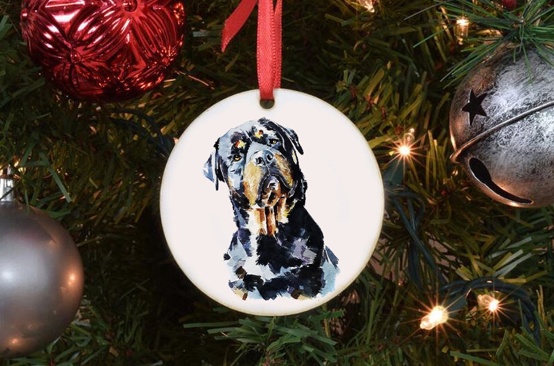 Rottweiler Xmas Hangings (assorted)-ceramic Circle Tree Decoration ...