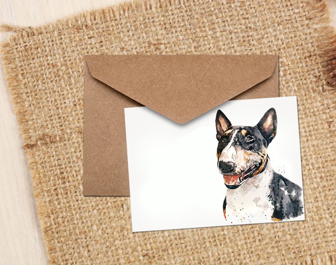 Tri Colour English Bull Terrier Greeting/note Card.english Bull Terrier ...