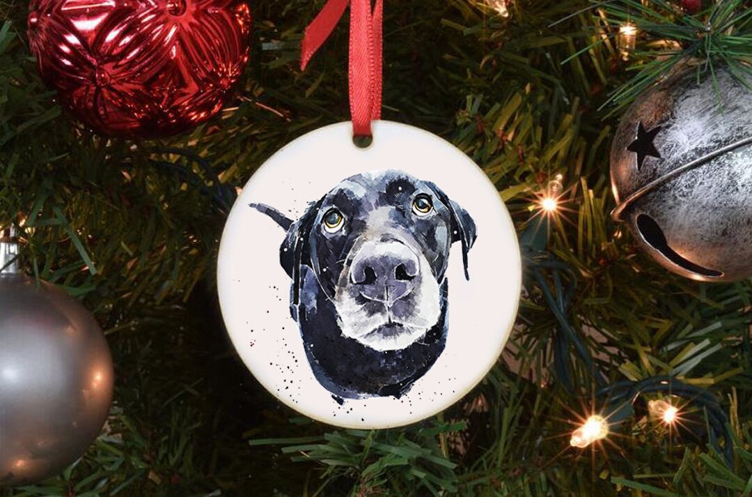 Black Labrador II Ceramic Circle Tree Decoration.labrador Xmas Tree ...