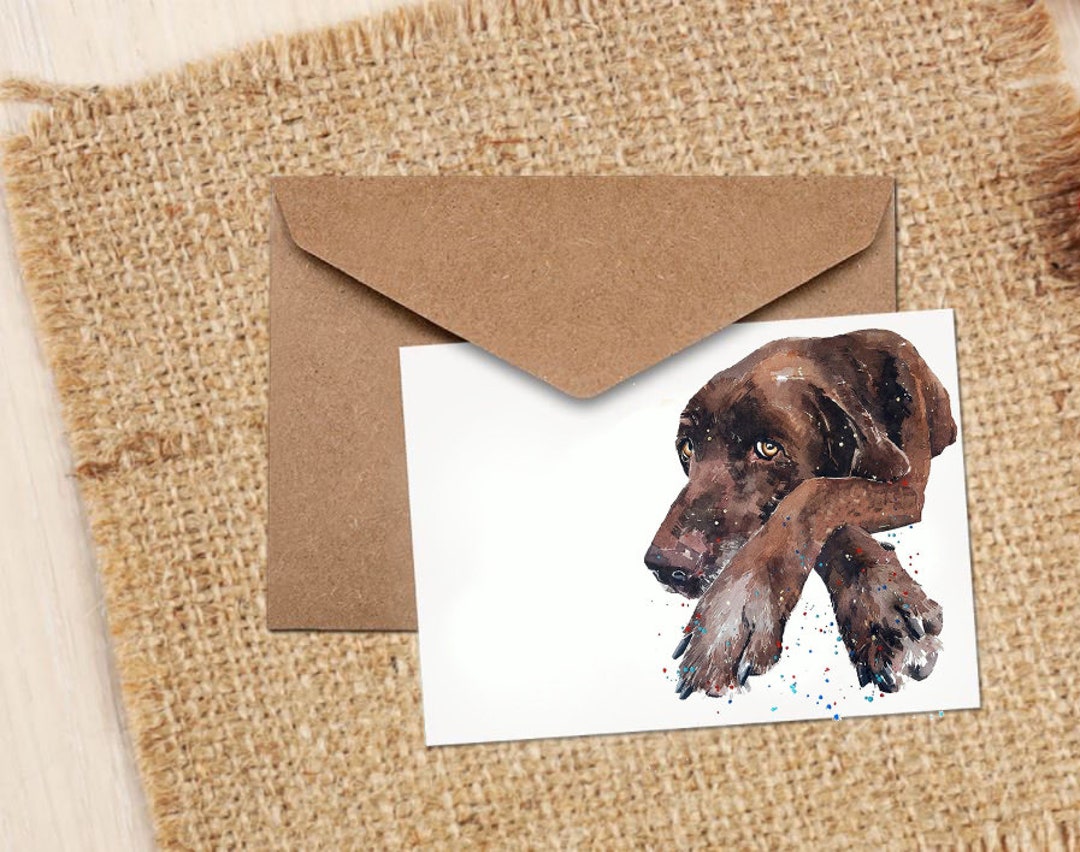 Chocolate Labrador Watercolour Art Note/greeting Card - Labrador ...