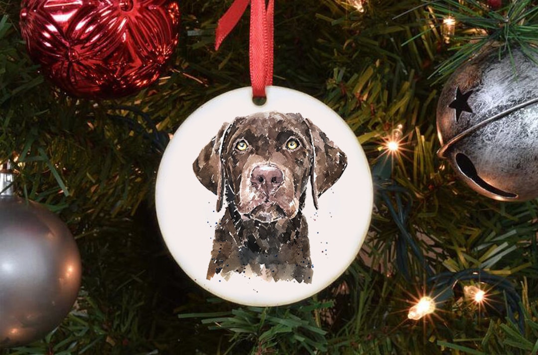 Chocolate Labrador II Ceramic Circle Tree Decoration.labrador Xmas Tree ...