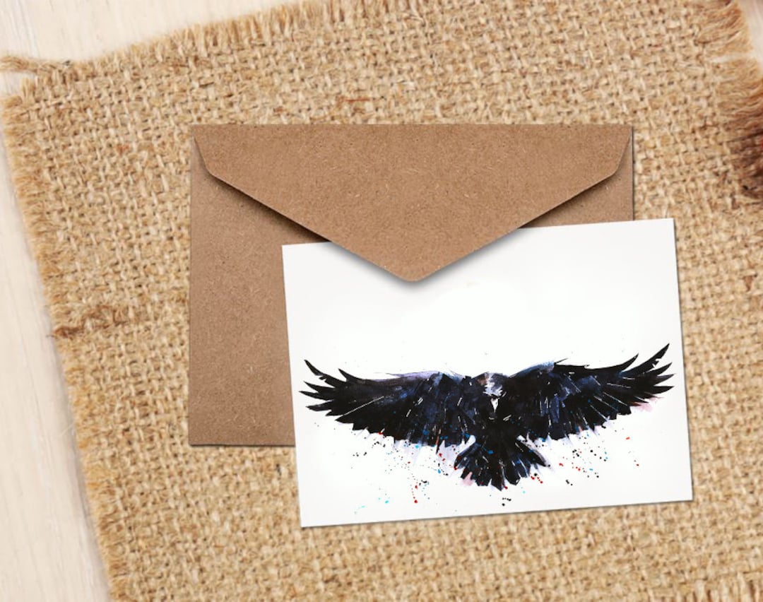 Raven Watercolour Art Note/greeting Card -raven Greeting Card,raven ...