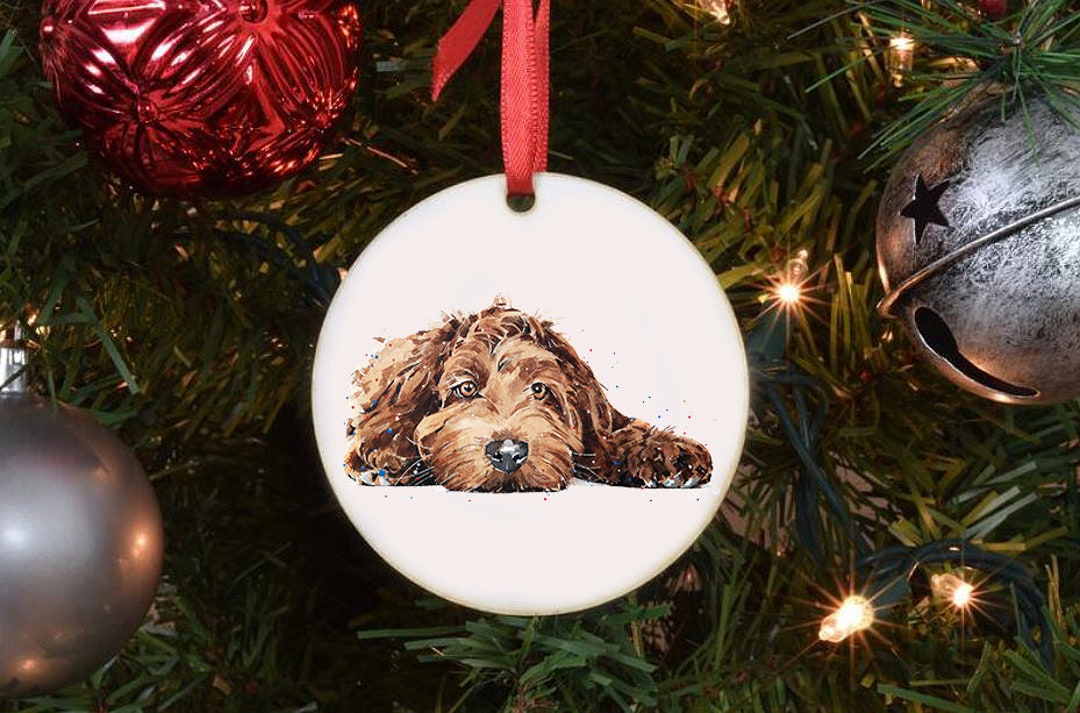 Labradoodle Ceramic Circle Tree Decoration.labradoodle Xmas Tree Decor ...