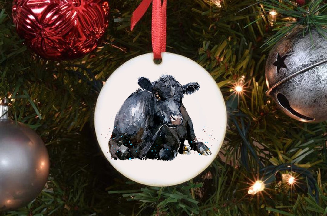 Aberdeen Angus - Cow Art Tree Decoration. Aberdeen Angus Xmas Tree ...