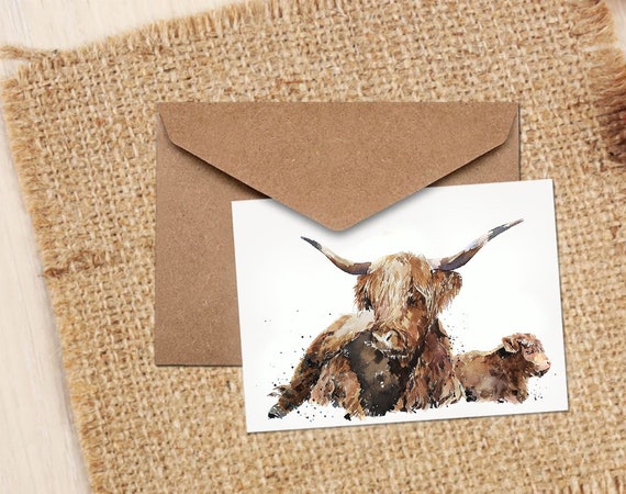 Highland Cattle Greeting/note Card.highland Cattle - Etsy