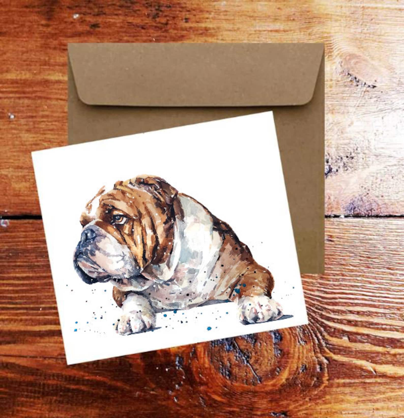 English Bulldog Dog Square Greeting Card- English Bulldog Dog Card ...