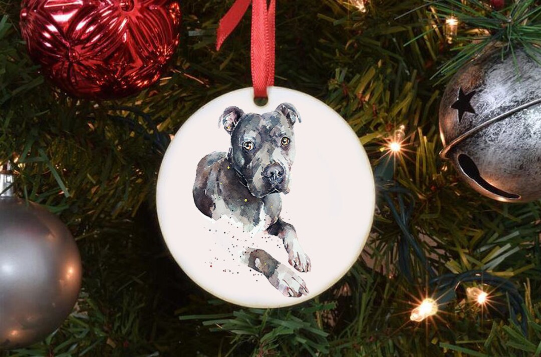 Staffordshire Bull Terrier II Ceramic Circle Tree Decoration.staffie ...