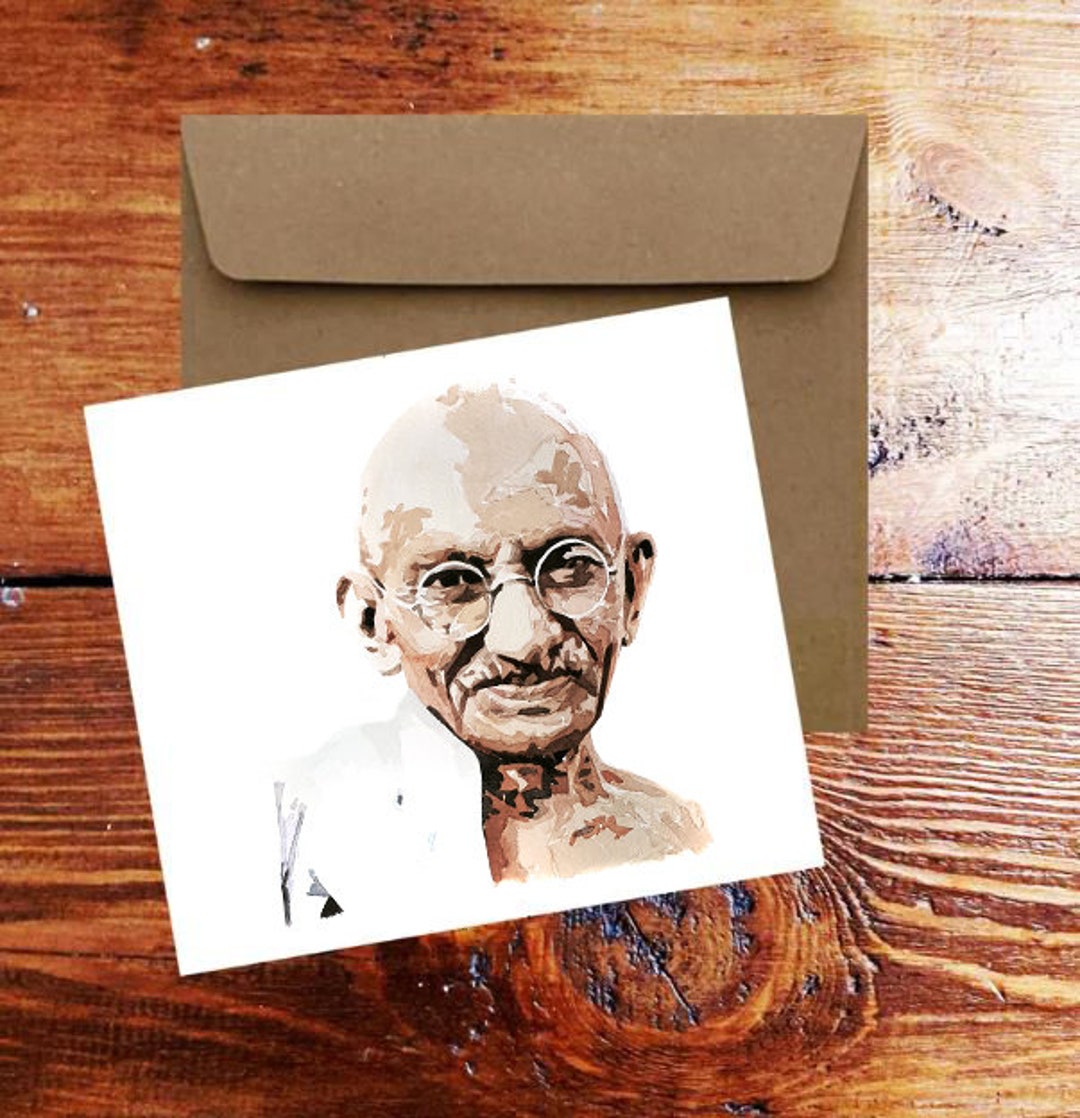 Mahatma Gandhi Greeting Card .mahatma Gandhi Watercolour Art Card ...