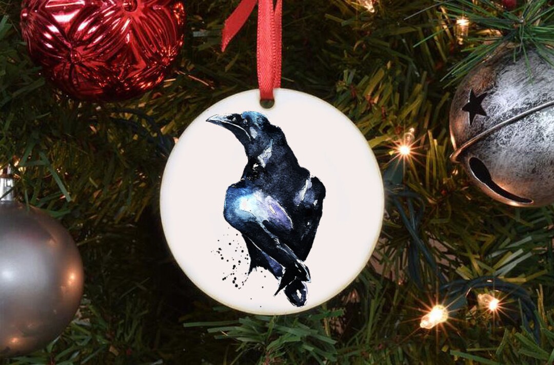 Raven Round Tree Decoration.raven Xmas Tree Decoration,raven Christmas ...