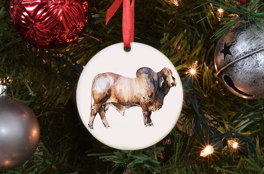 Brahman Bull - Brahman Cow Art Tree Decoration.brahman Cow Xmas Tree ...