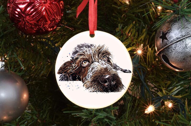 German Wirehaired Pointer Assorted - Ceramic Circle Tree Decoration.gwp ...