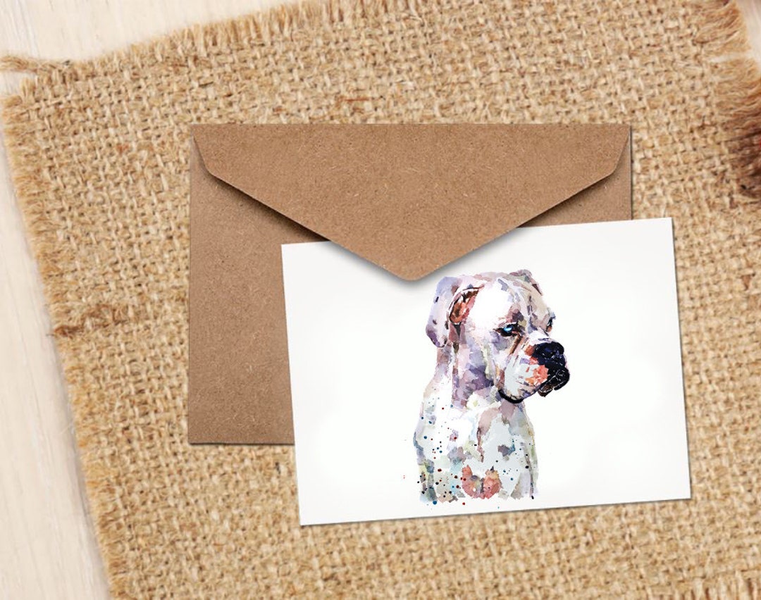 White Boxer Dog Greeting/note Card.boxer Dog Cards,boxer Dognote Cards ...