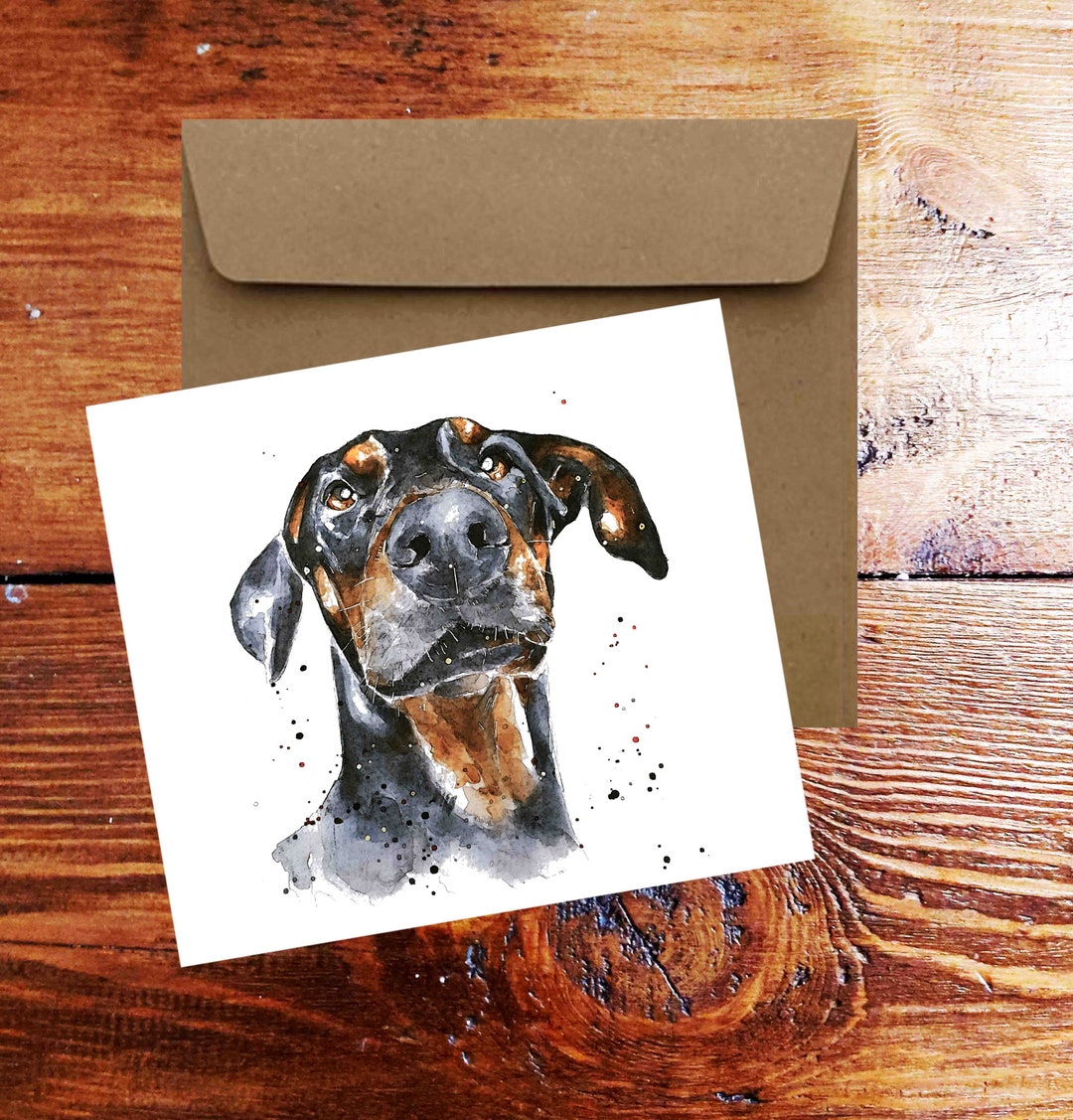 Doberman Wens/ Kerst Card.Doberman kaart, Doberman notitiekaart ...