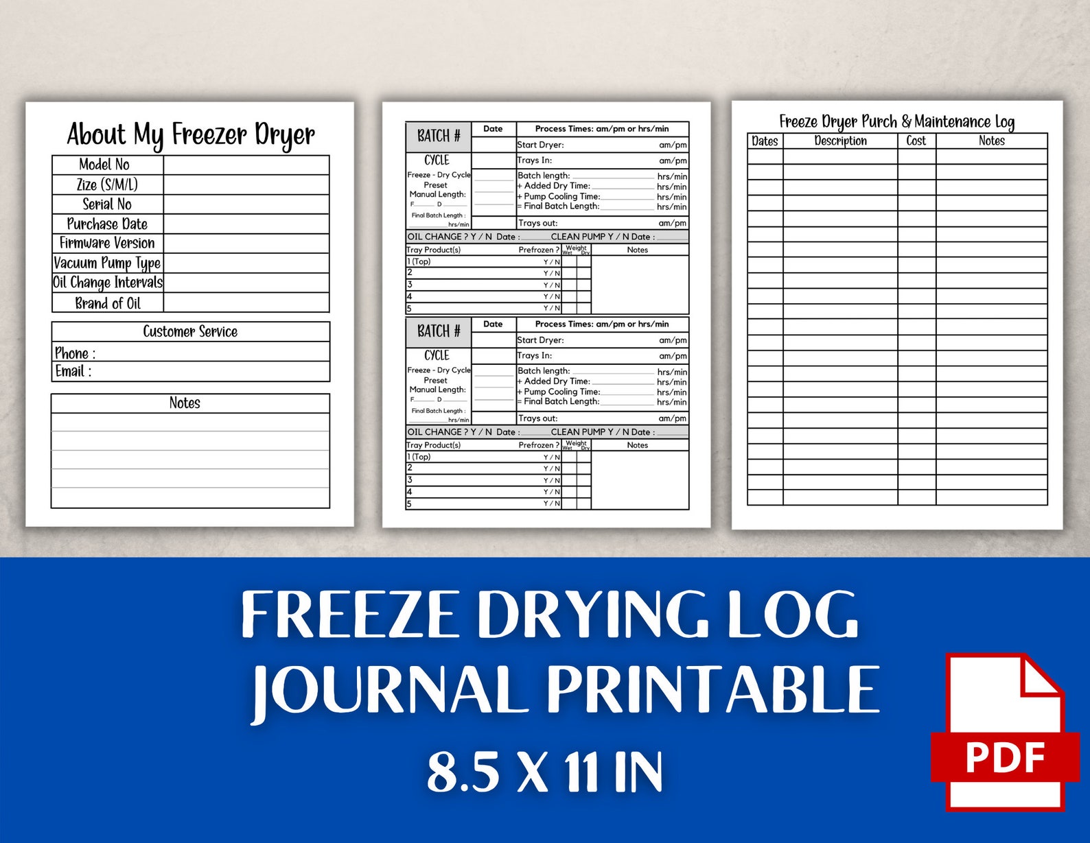 Freeze Dryer Food Log: Batch Recording, 5 & 6 Trays (PDF Digital) - Etsy