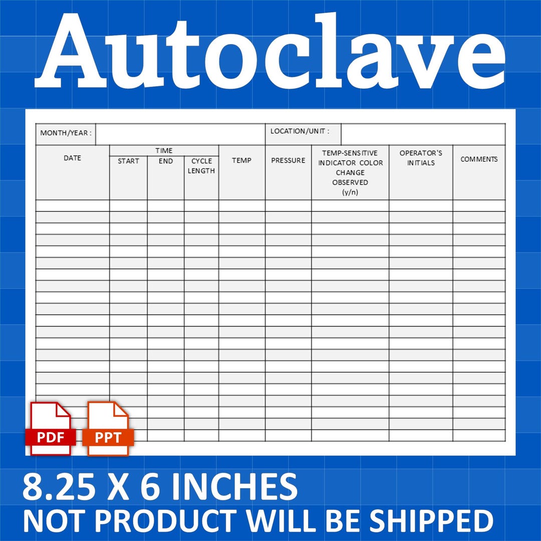 Autoclave Sterilization Log Printable: Track Processes (PDF) - Etsy