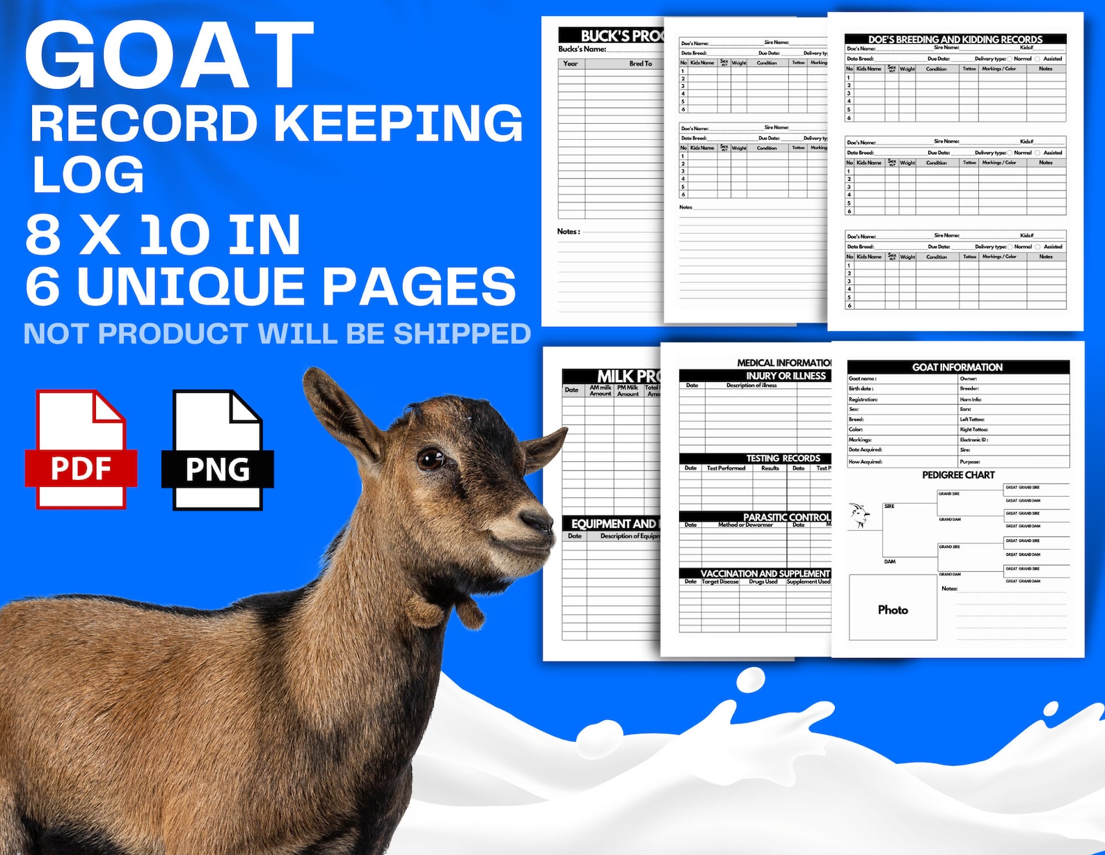 Goat Record Keeping Log | Goat Management Binder | Printable Planner ...