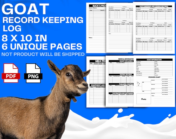 Goat Logbook, Goat Journal, Goat Keeper, Goat, Farm Log, Milk Log ...