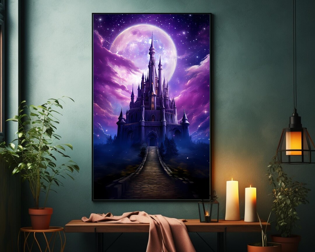 Mystic Moon Palace Art Print I Magic Castle Wall Art Print I Fantasy ...