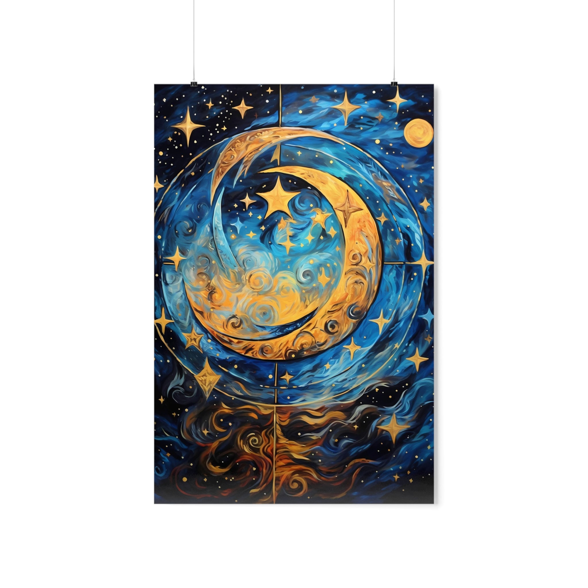Spiritual Moon & Stars Wall Art Print Moon Painting - Etsy