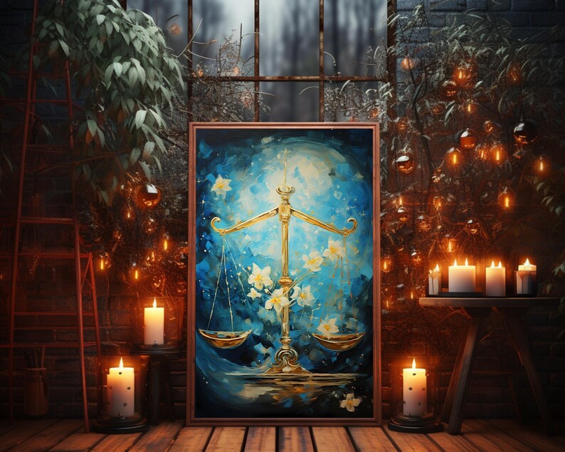 Floral & Balanced: Zodiac Sign "libra" Art, Zodiac Sign Poster, Libra ...