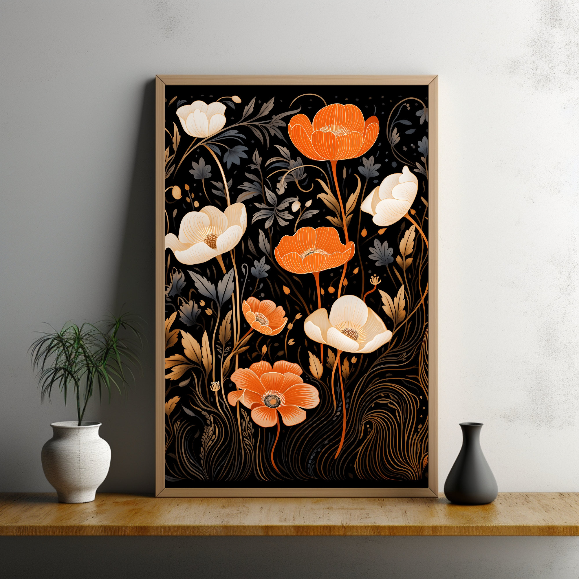 Cottagecore Poppy Flowers Poster, Botanical Wall Art, Vintage Style ...