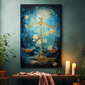 Floral & Balanced: Zodiac Sign "libra" Art, Zodiac Sign Poster, Libra ...