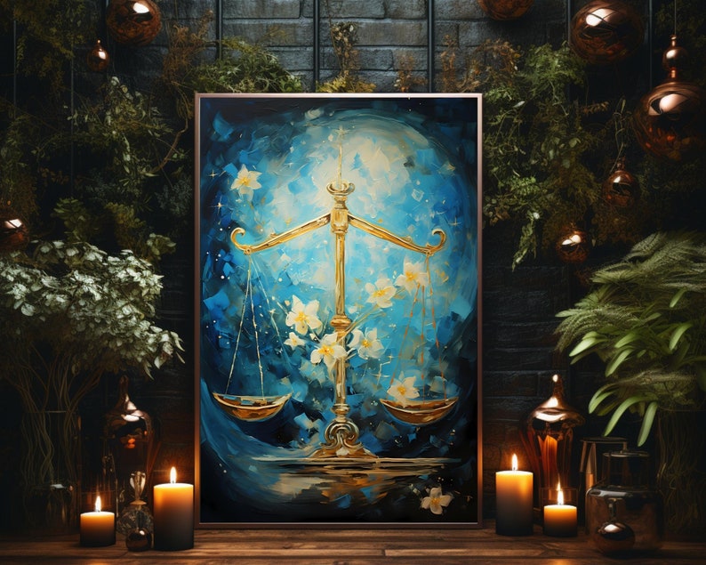 Floral & Balanced: Zodiac Sign "libra" Art, Zodiac Sign Poster, Libra ...