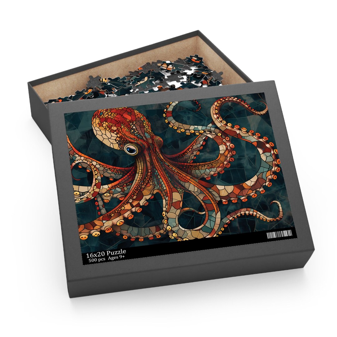 Vintage Octopus Puzzle, Mosaic Octopus, Nautical Ocean Life Artwork ...