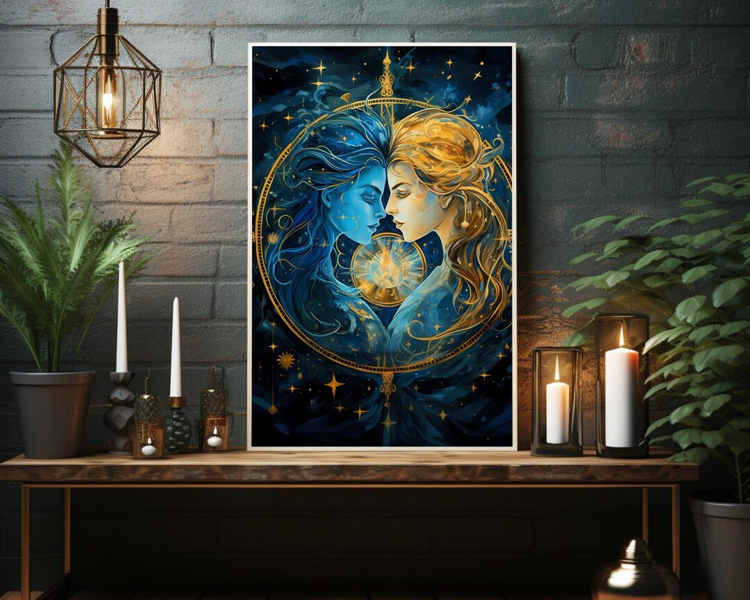 Magical Spiritual Zodiac Sign "gemini" Poster, Zodiac Sign Poster ...