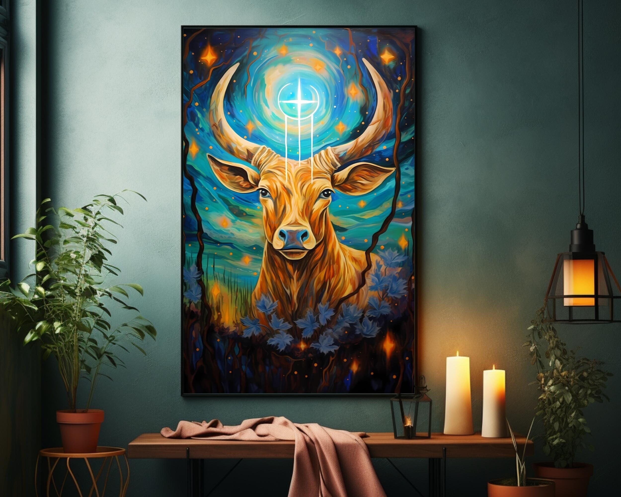 Mystical Zodiac Sign "taurus" Art Print, Zodiac Sign Poster, Taurus ...
