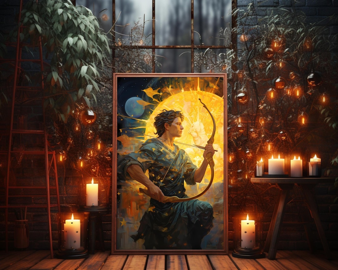 Golden Spiritual Zodiac Sign "sagittarius" Art, Zodiac Sign Poster ...