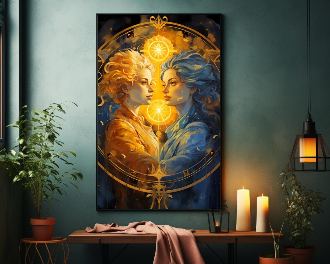 Spiritual Zodiac Sign "gemini" Poster, Zodiac Sign Poster, Spiritual ...