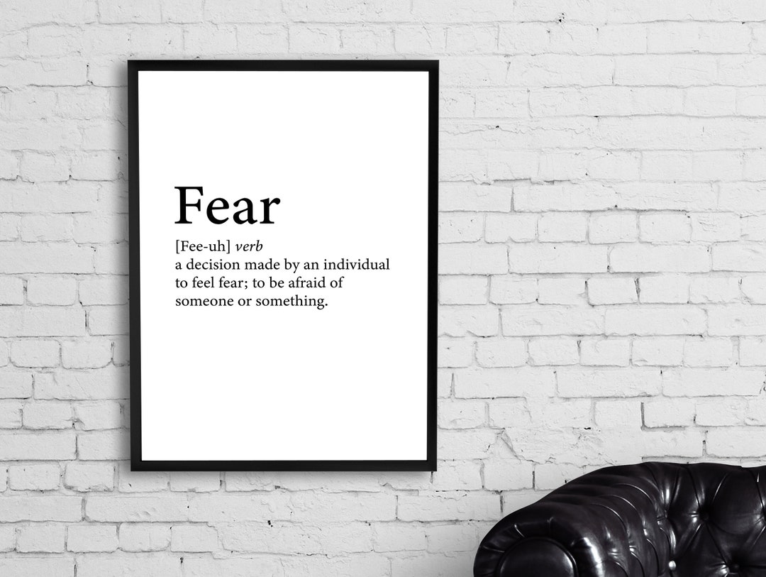 FEAR Definition Digital Download | Black and White Print | Dictionary ...