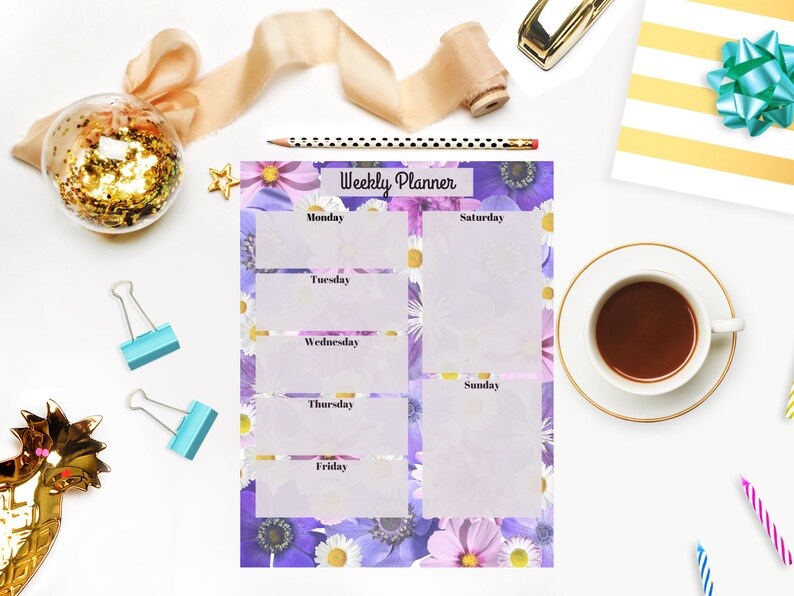 Floral Vertical Weekly Printable Planner - Etsy UK